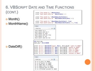 Basic vbscript for qtp | PPTX | Programming Languages | Computing
