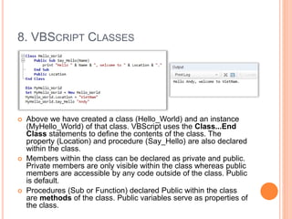 Basic vbscript for qtp | PPTX | Programming Languages | Computing