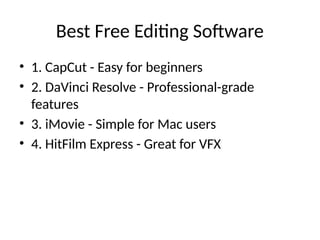 Basic video editing techniques ppt presentation | PPTX