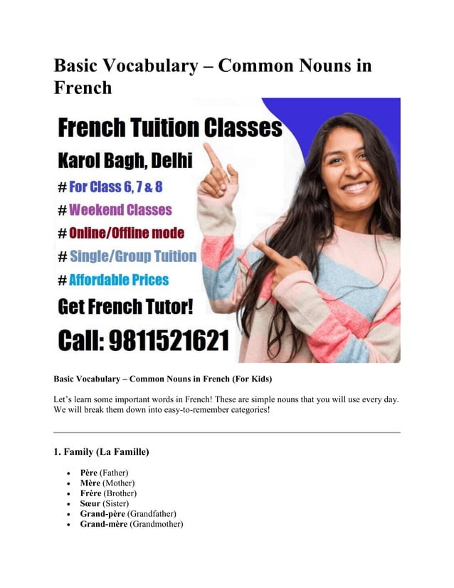 Basic Vocabulary Common Nouns in French Language Lessons.pdf