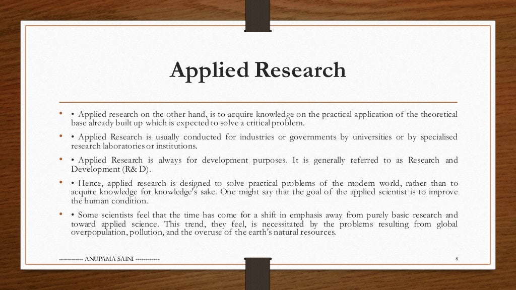Basic vs Applied Research