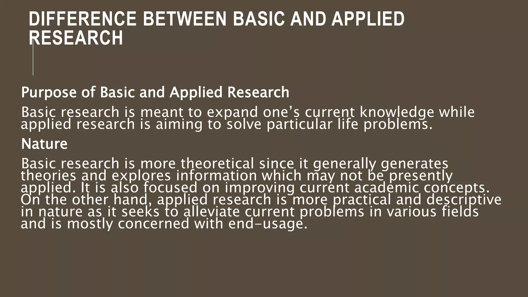 Basic VS Applied research.pptx | Undergraduate Education | College ...