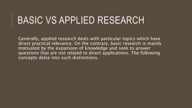 Basic VS Applied research.pptx | Undergraduate Education | College ...