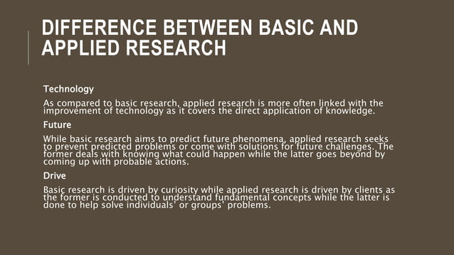 Basic VS Applied research.pptx | Undergraduate Education | College ...