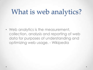 Basic web analytics | PPT
