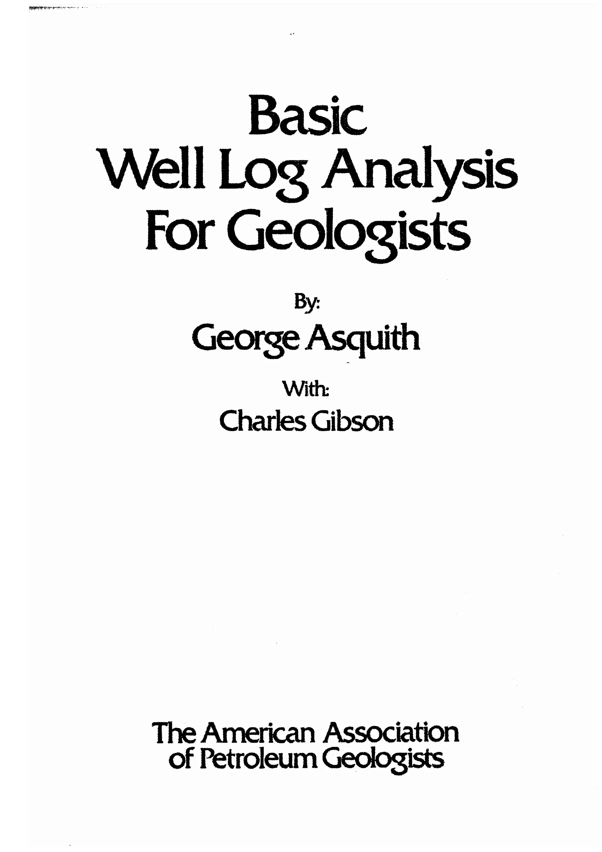 Basic well log analysis for geologist george asquith, aapg | PDF