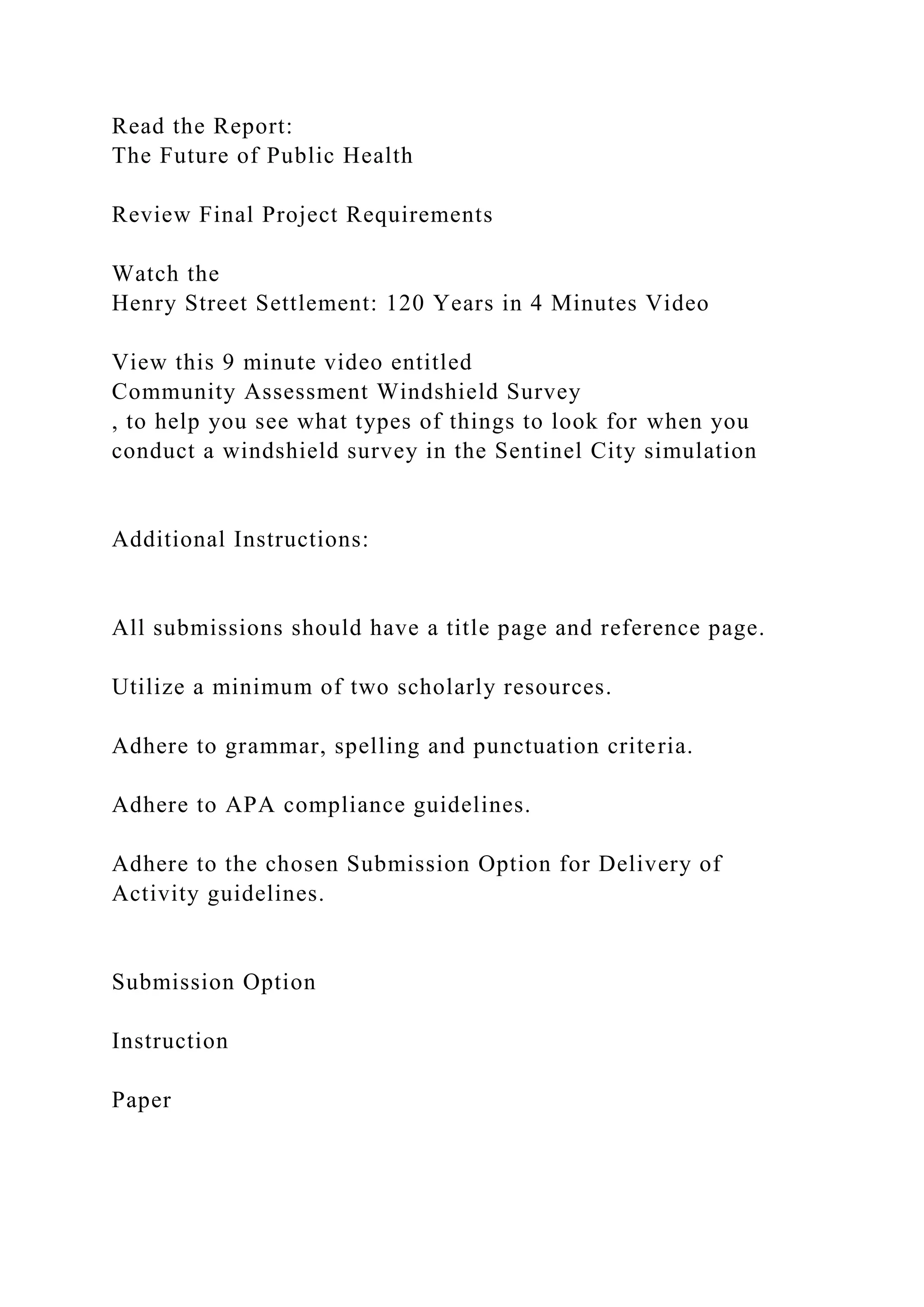 Basic Windshield Survey - RuralEnter Sentinel Town® via the .docx