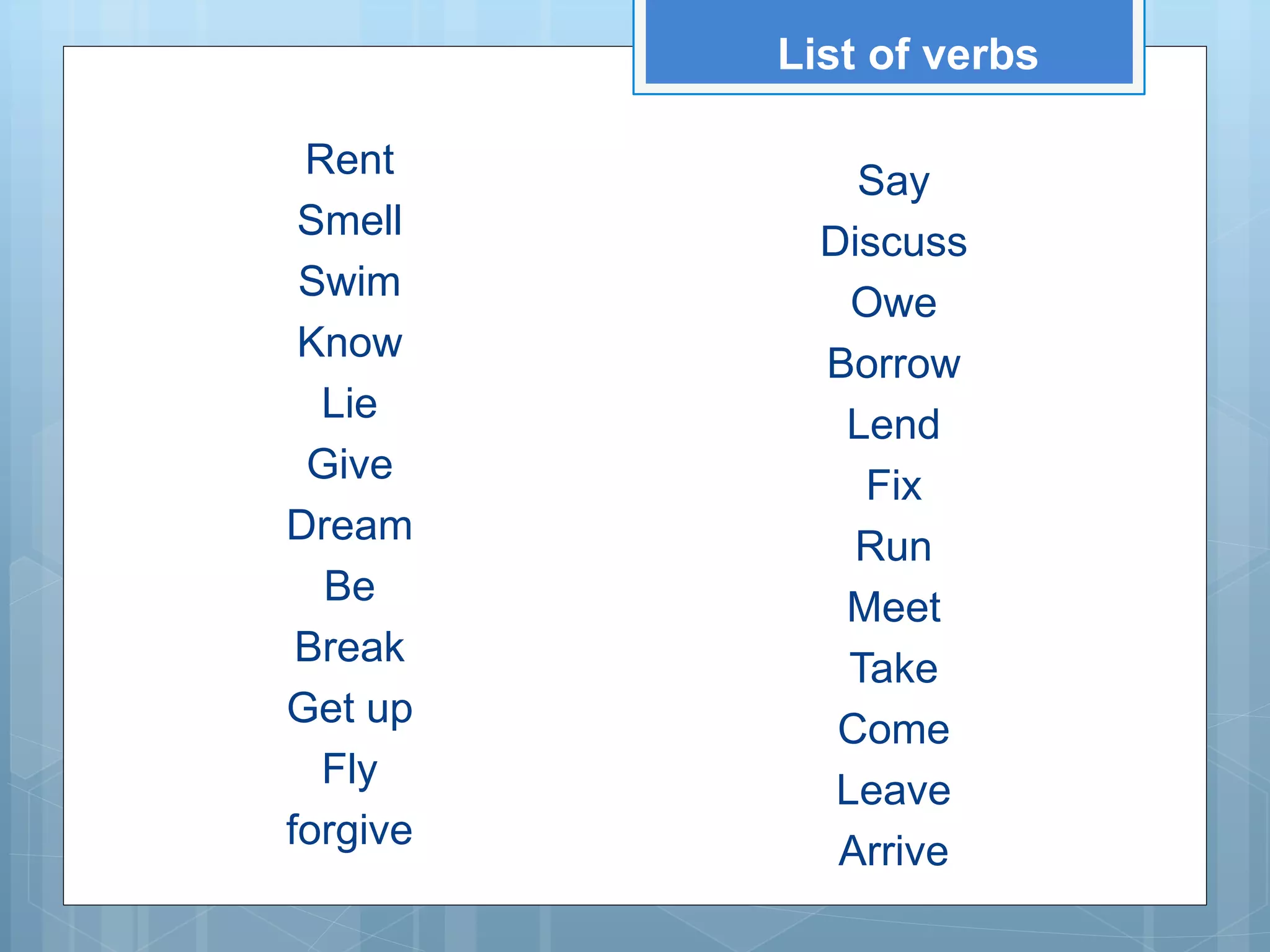 Verbs in Simple present | PPT