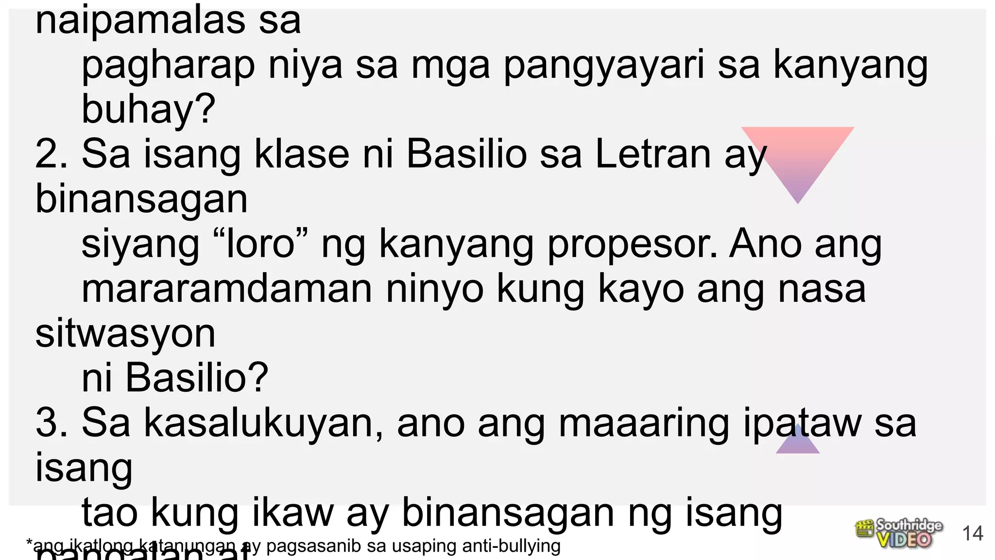 El Filibusterismo: Si Basilio | PPTX
