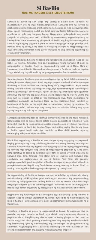 Buod ng buhay ni Basilio | PDF