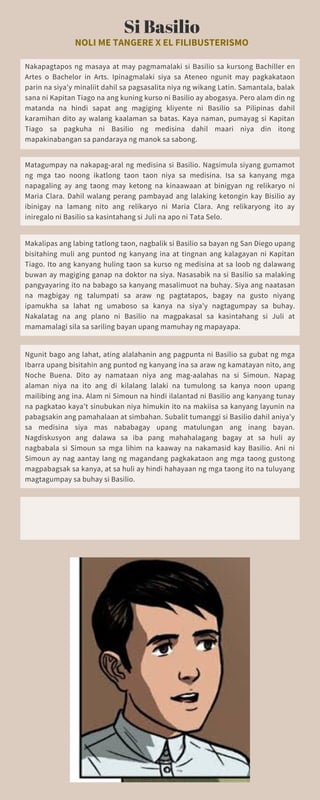 Buod ng buhay ni Basilio | PDF