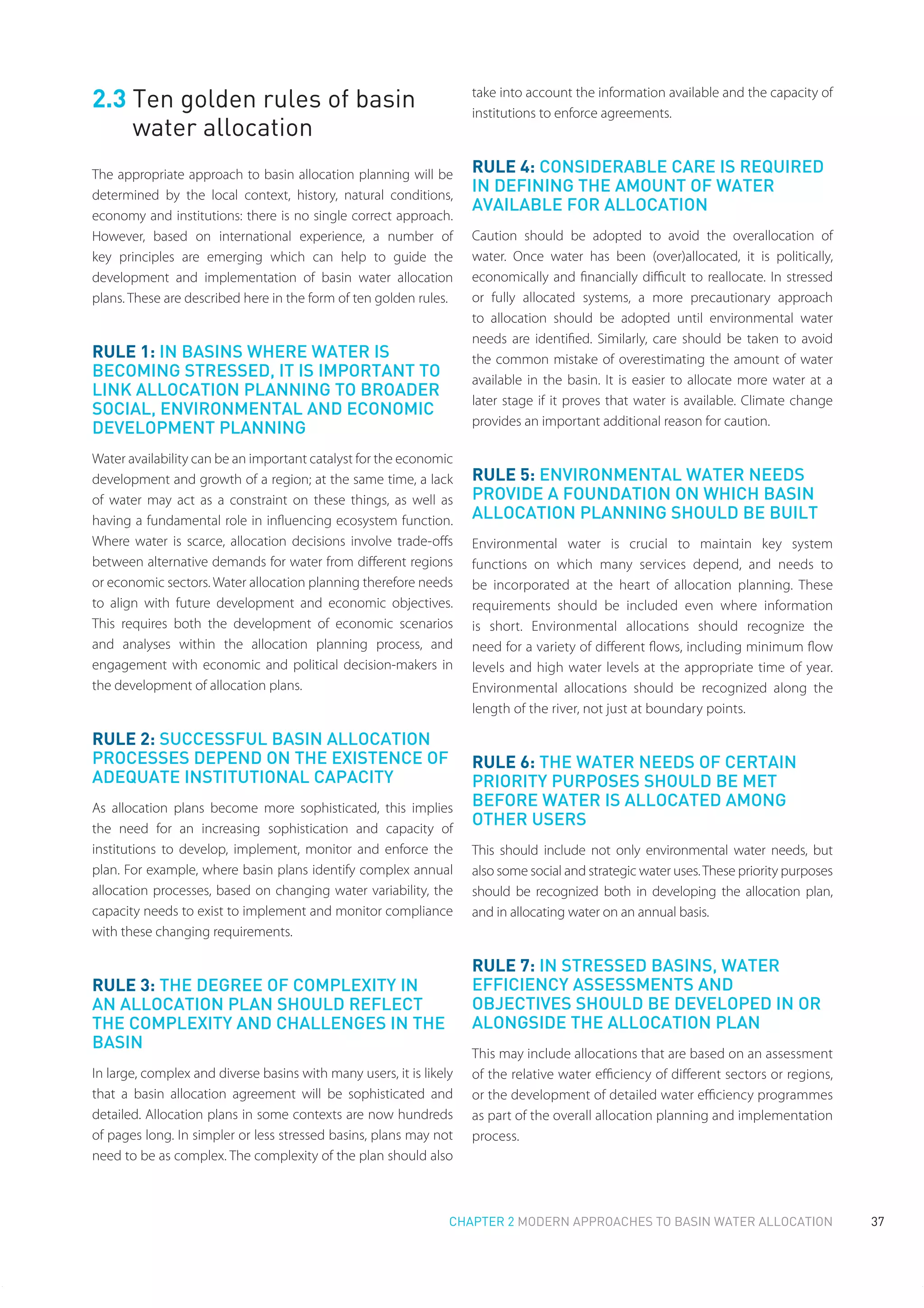 Basin Water Allocation Planning Principles Procedures And Approaches