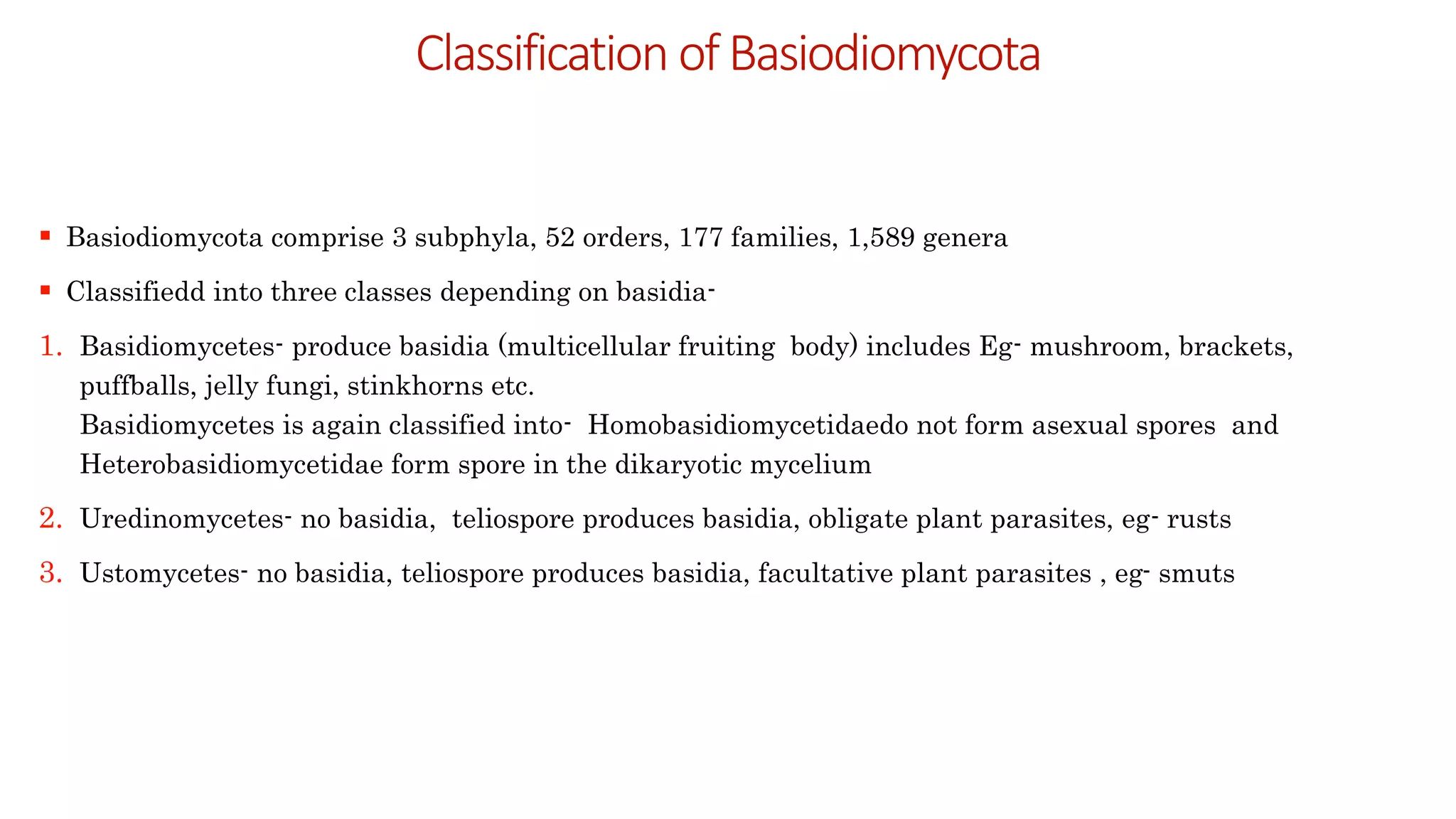 Basiodiomycetes characteristics, classification, reproduction and ...