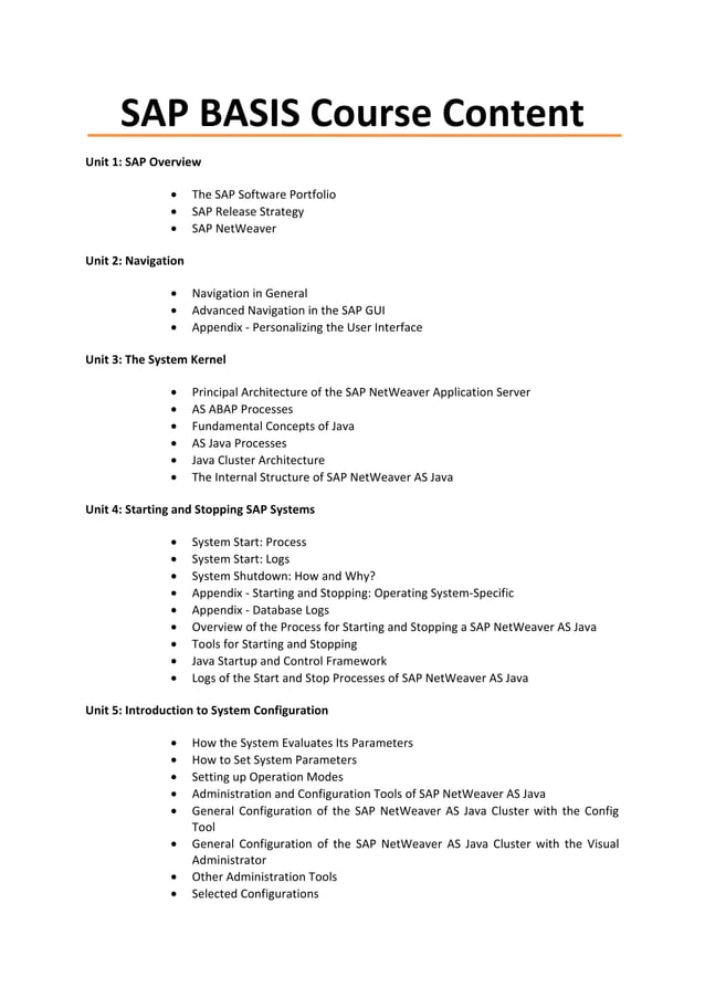 sap basis certification training | PDF