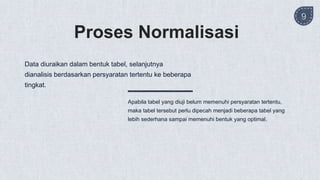Primary key, Foreign key, Normalisasi, Unnormalisasi, DDL, DML, Problem graph, Array list | PPTX