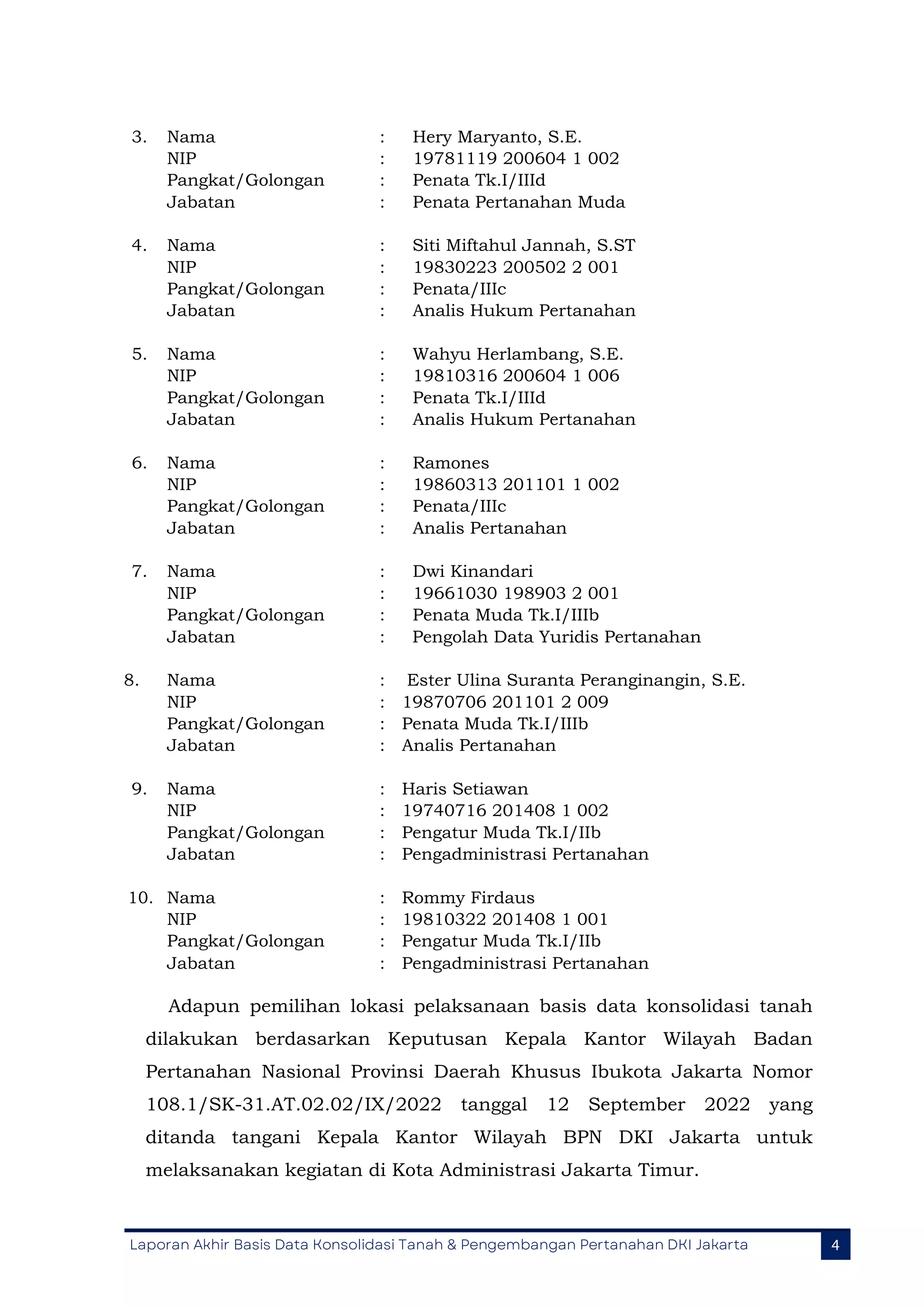 Basis Data Konsolidasi Tanah Vertikal dan Pengembangan Tanah Cipinang Besar Selatan Tahun ...