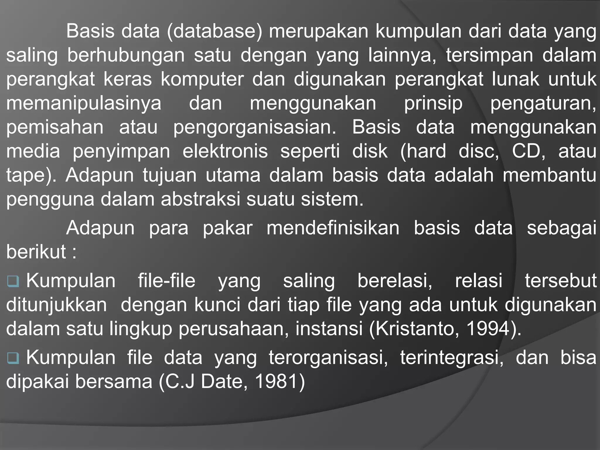 Basis data sederhana | PPTX