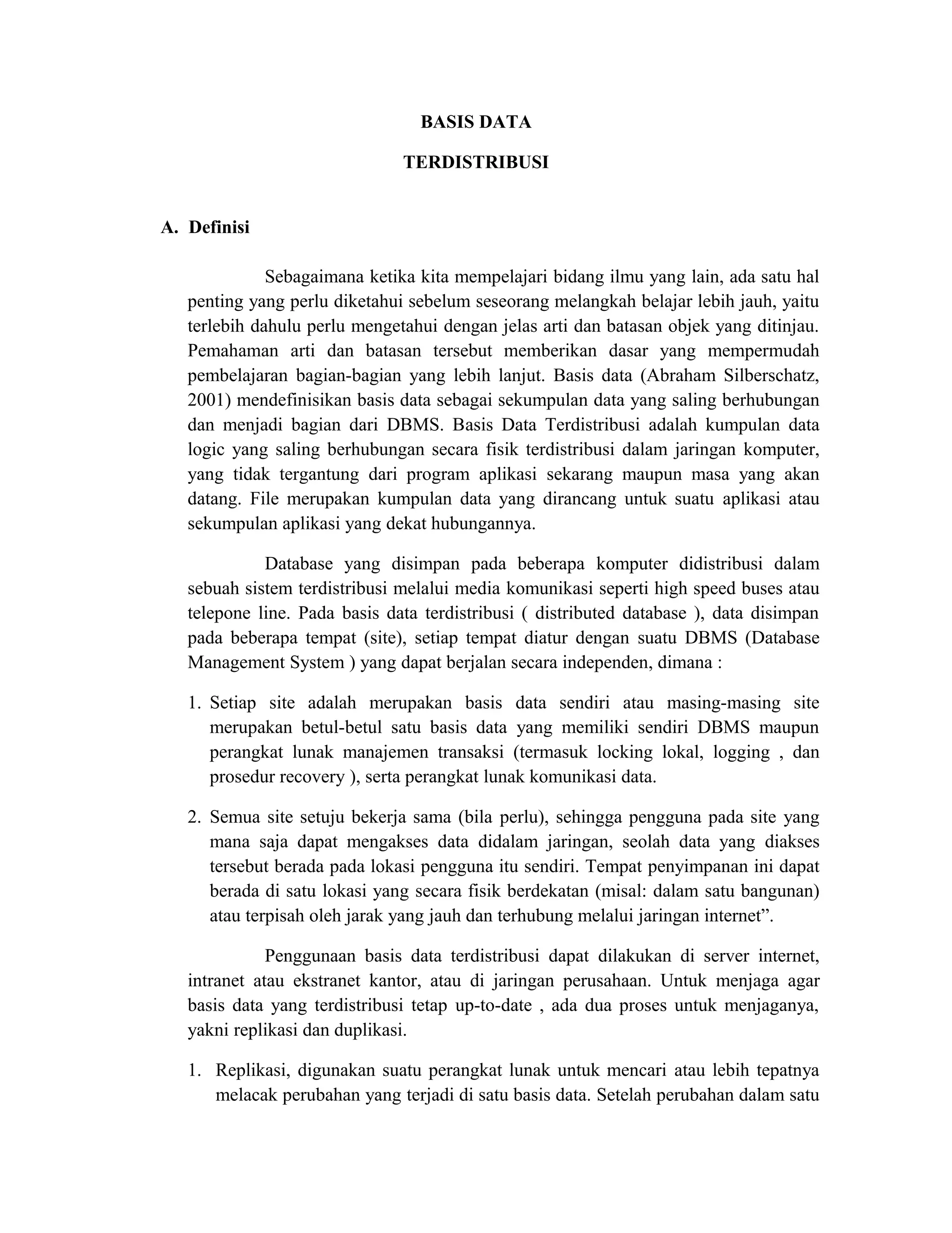 Basis Data Terdistribusi | DOC