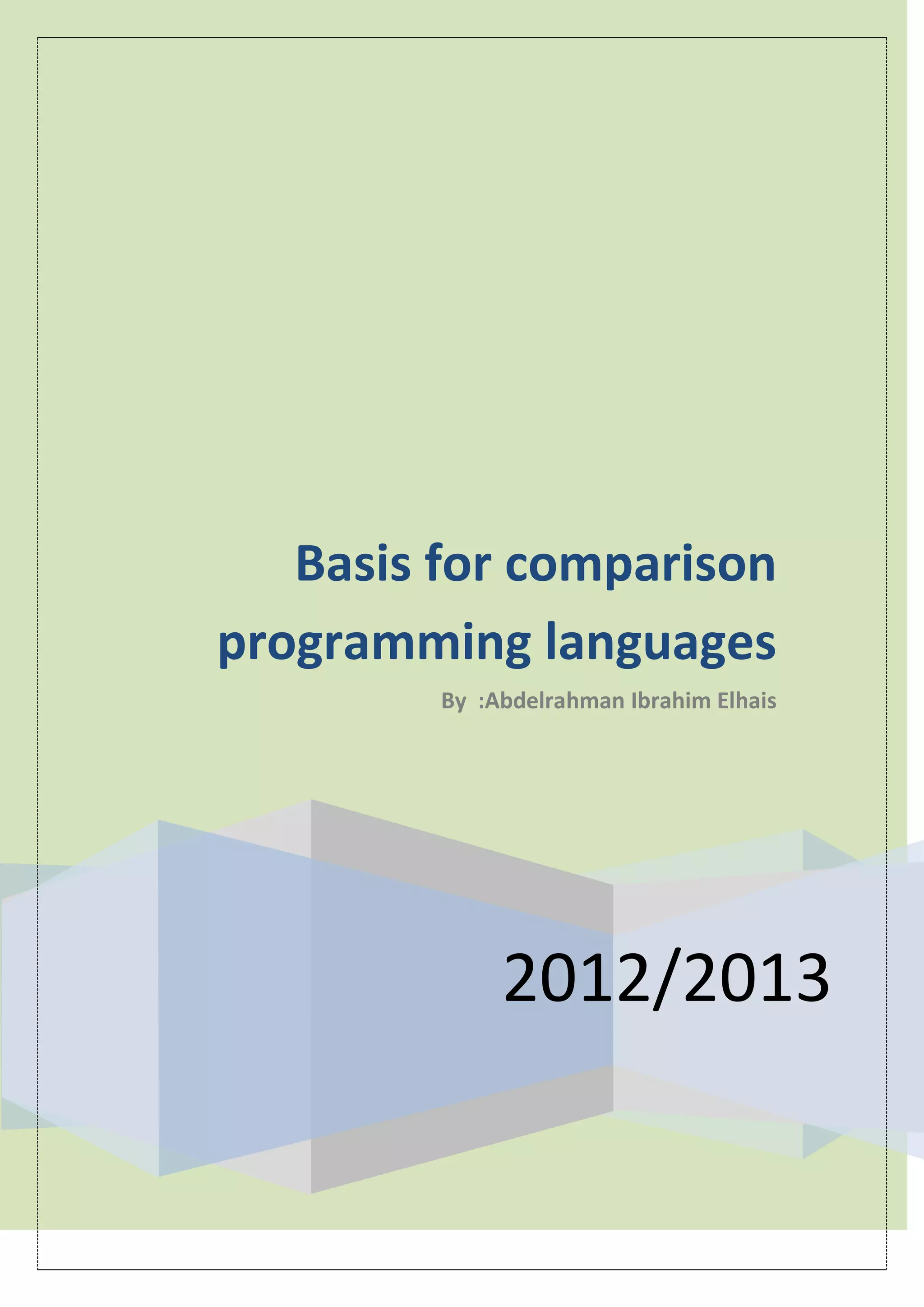 Basis for comparison programming languages | PDF Basis for comparison programming languages | PDF