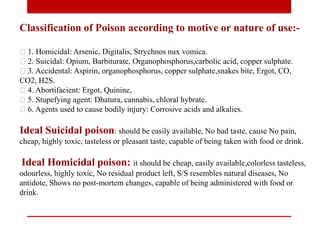 Basis of criminal assessment & diagnosis of poisoning in live human. | PDF