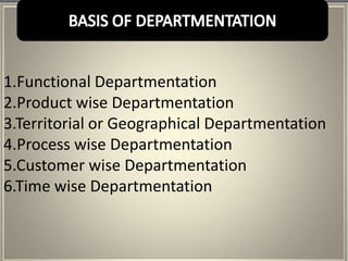 Basis of departmentation | PPTX