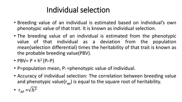 Basis of selection in animal genetics and breeding | PPTX