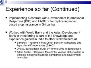 Index Based Insurance: BASIX experience | PPT