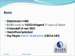 Basix Model of micro finance | PPT