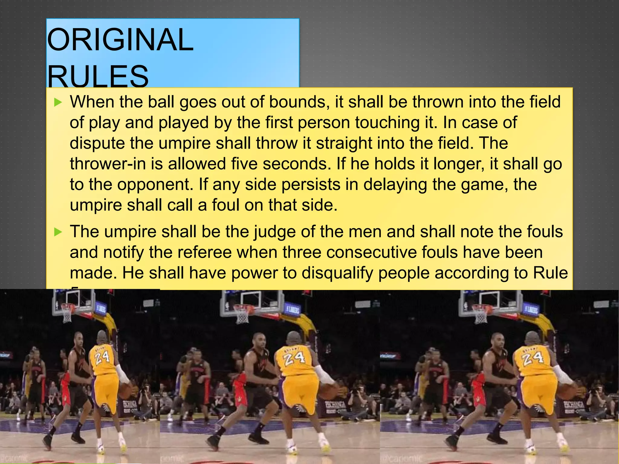 rules and regulation of the game Basketball. | PPTX