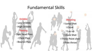 BASKETBALL.pptx about history and basic skills that c | PPT