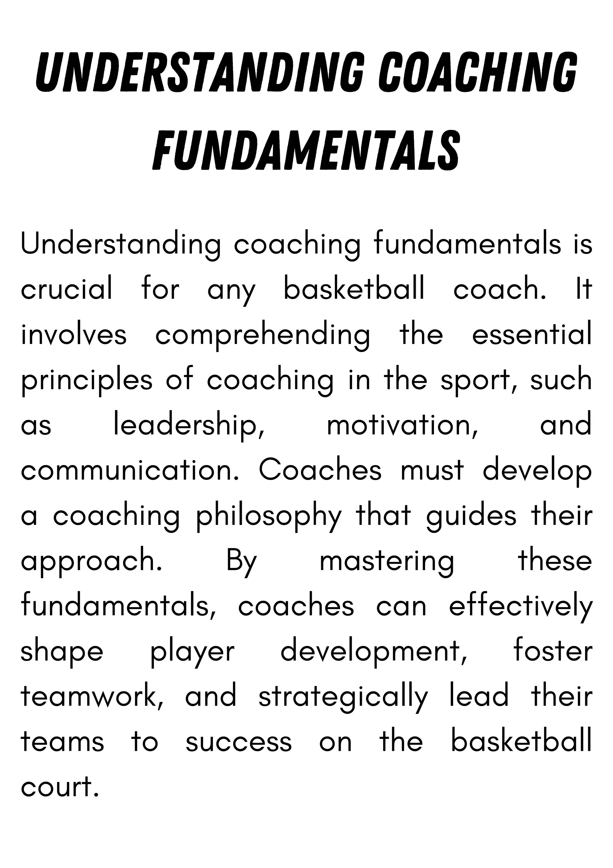 Basketball Coach Training Pro Tips and Best Practices | PDF