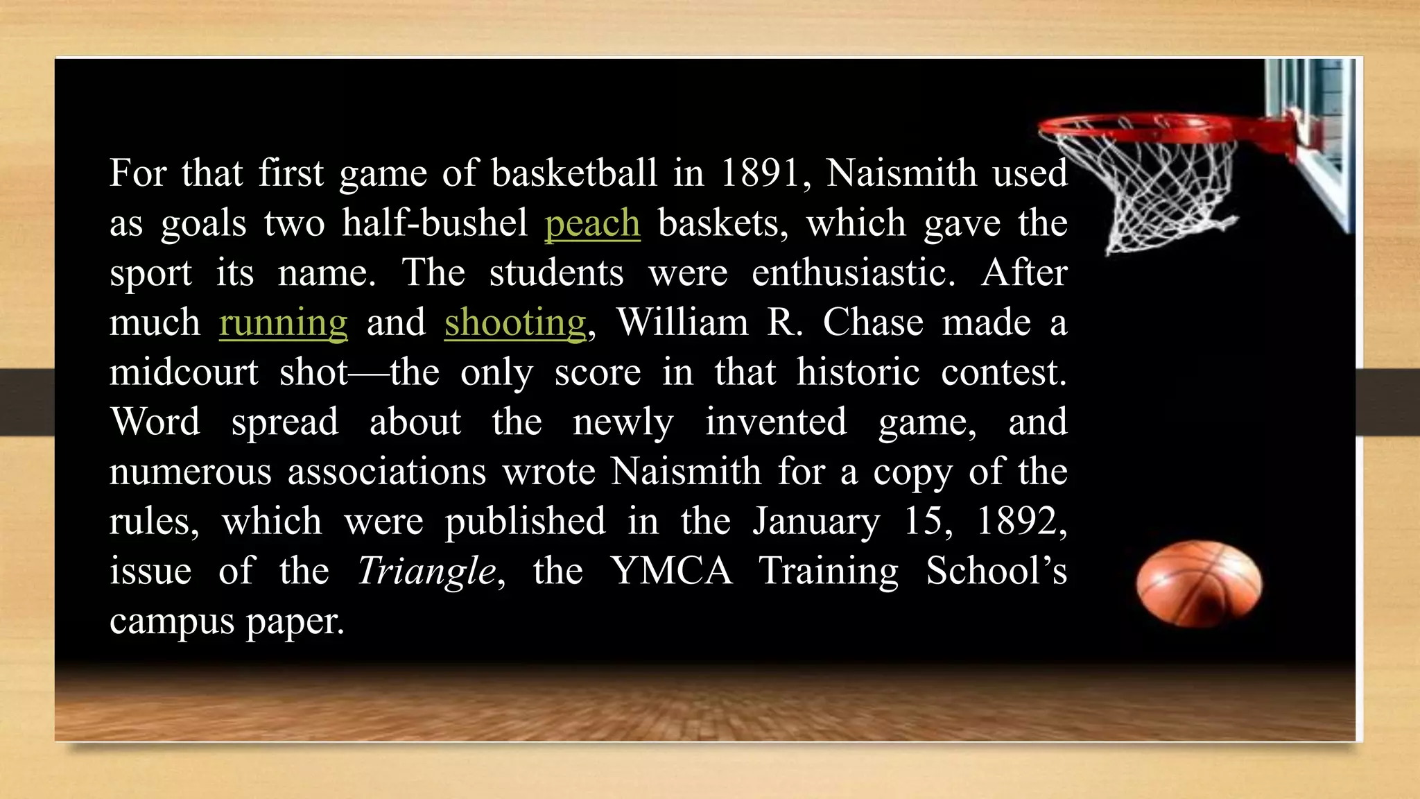 basketball ppt (mark john camacho).pptx | Basketball | Sports