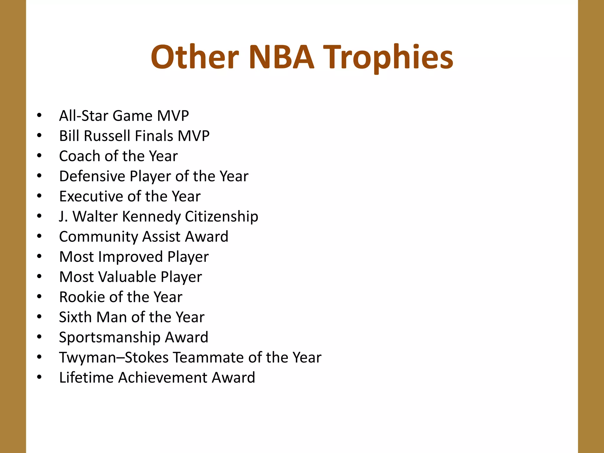 THE HISTORY OF BASKETBALL TROPHIES AND NBA CHAMPIONSHIP TROPHY | PPT