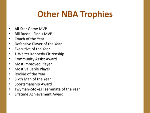 THE HISTORY OF BASKETBALL TROPHIES AND NBA CHAMPIONSHIP TROPHY | PPT ...