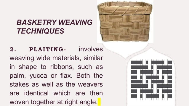 basketry weaving techniques and patterns.pptx | Needlework | Arts and Crafts