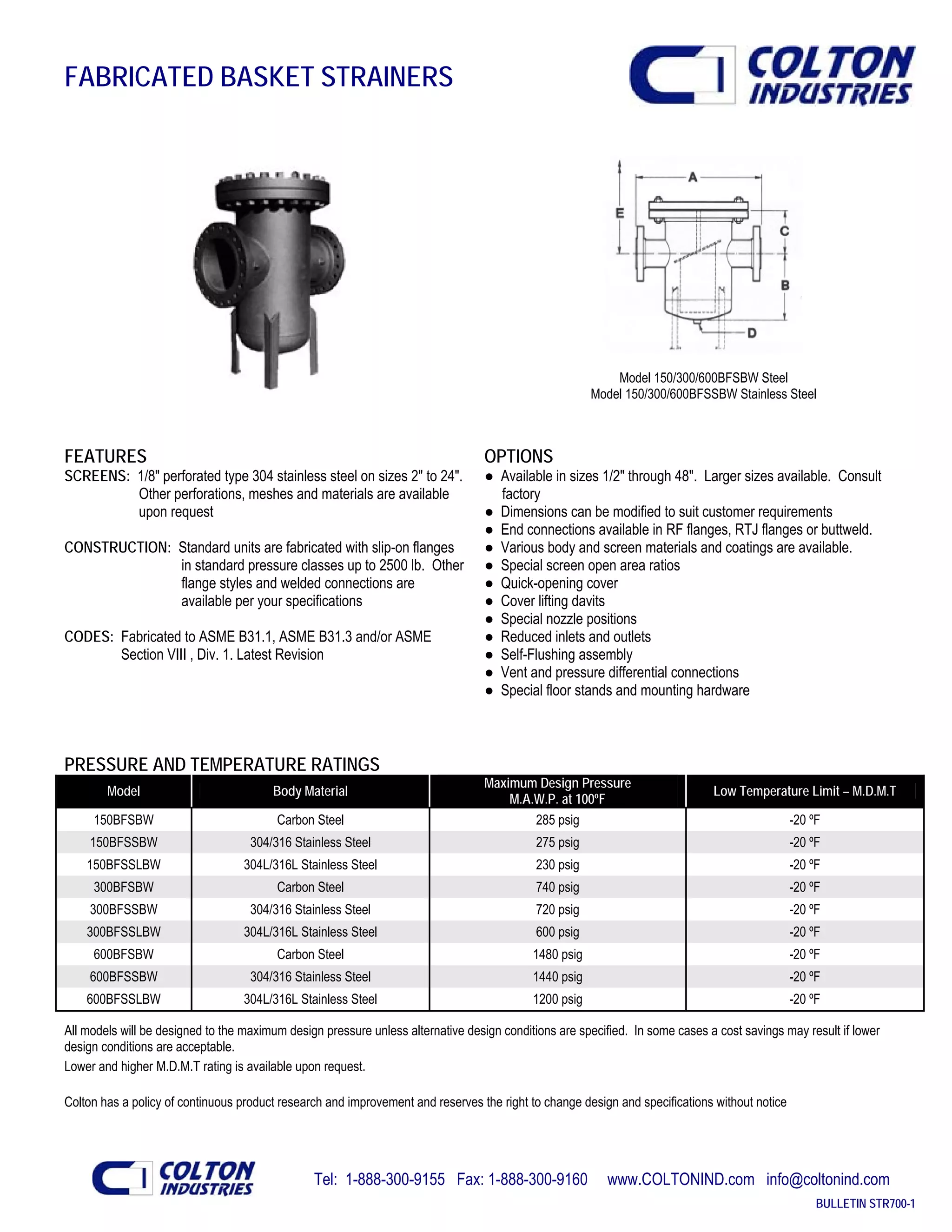 Basket strainer colton ind. | PDF