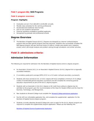 Bas Programs | DOCX | Undergraduate Education | College Education