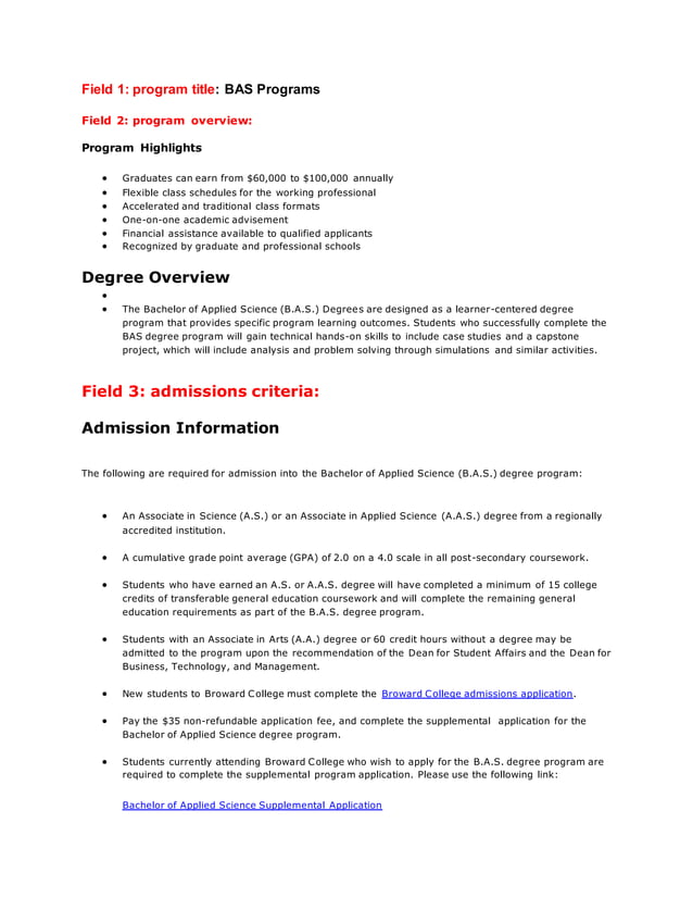 Bas Programs | DOCX | Undergraduate Education | College Education