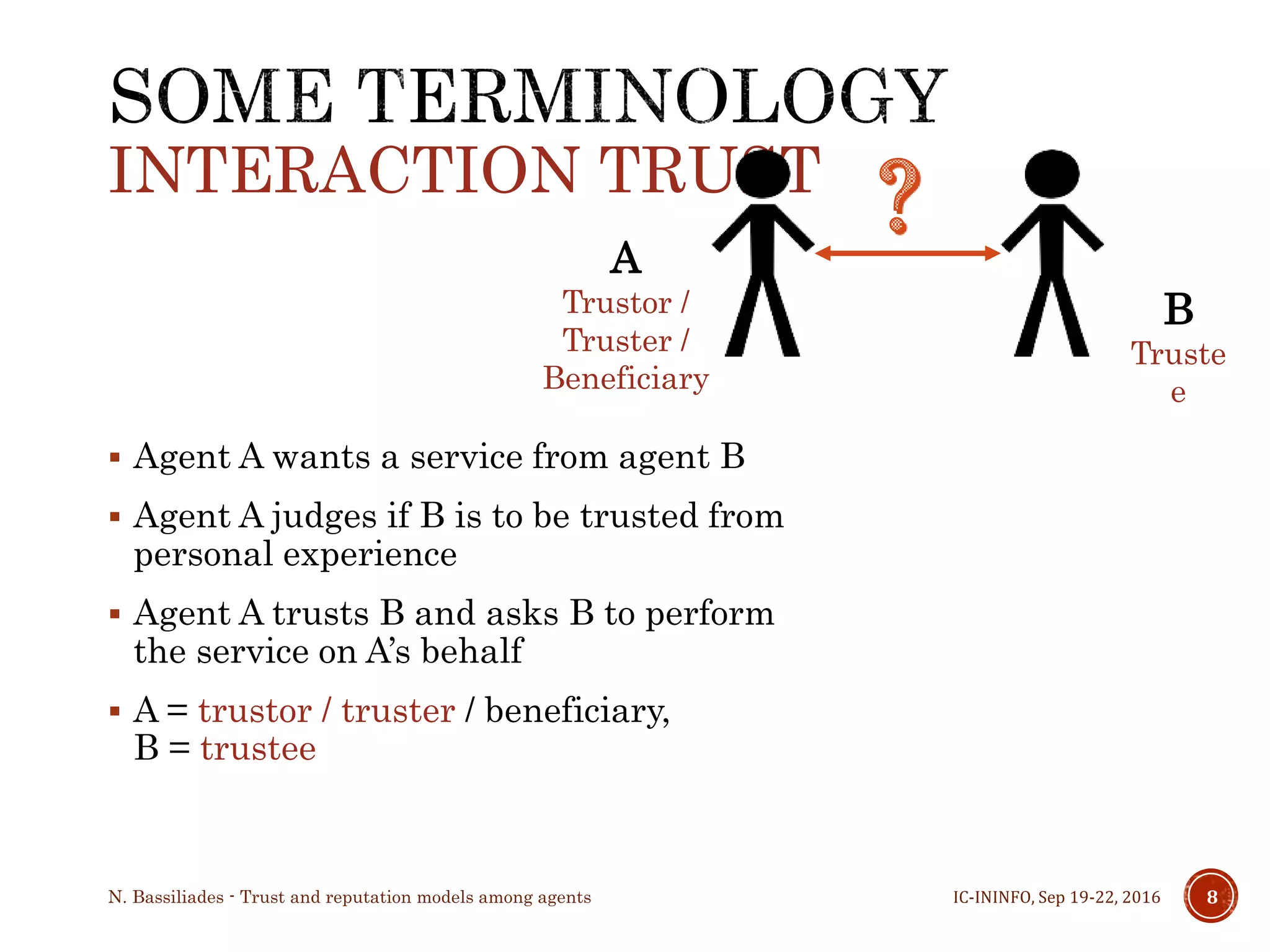 Trust and reputation models among agents | PPT