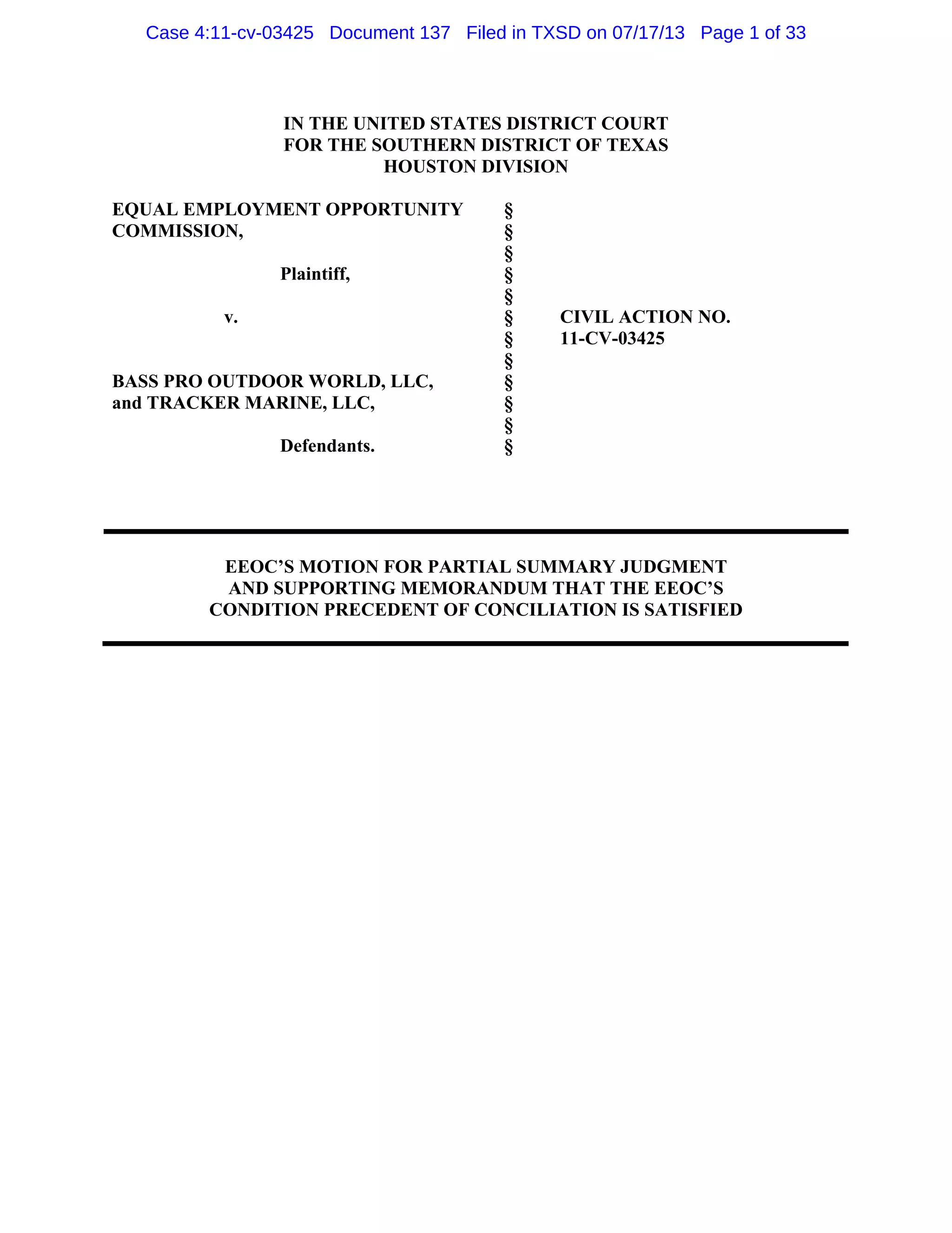 EEOC's Motion for Summary Judgment On Judicial Review of Conciliation ...