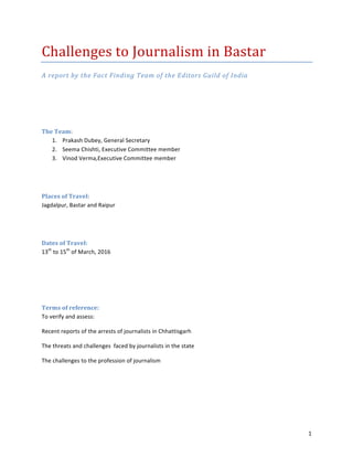 Challenges to Journalism in Bastar | PDF
