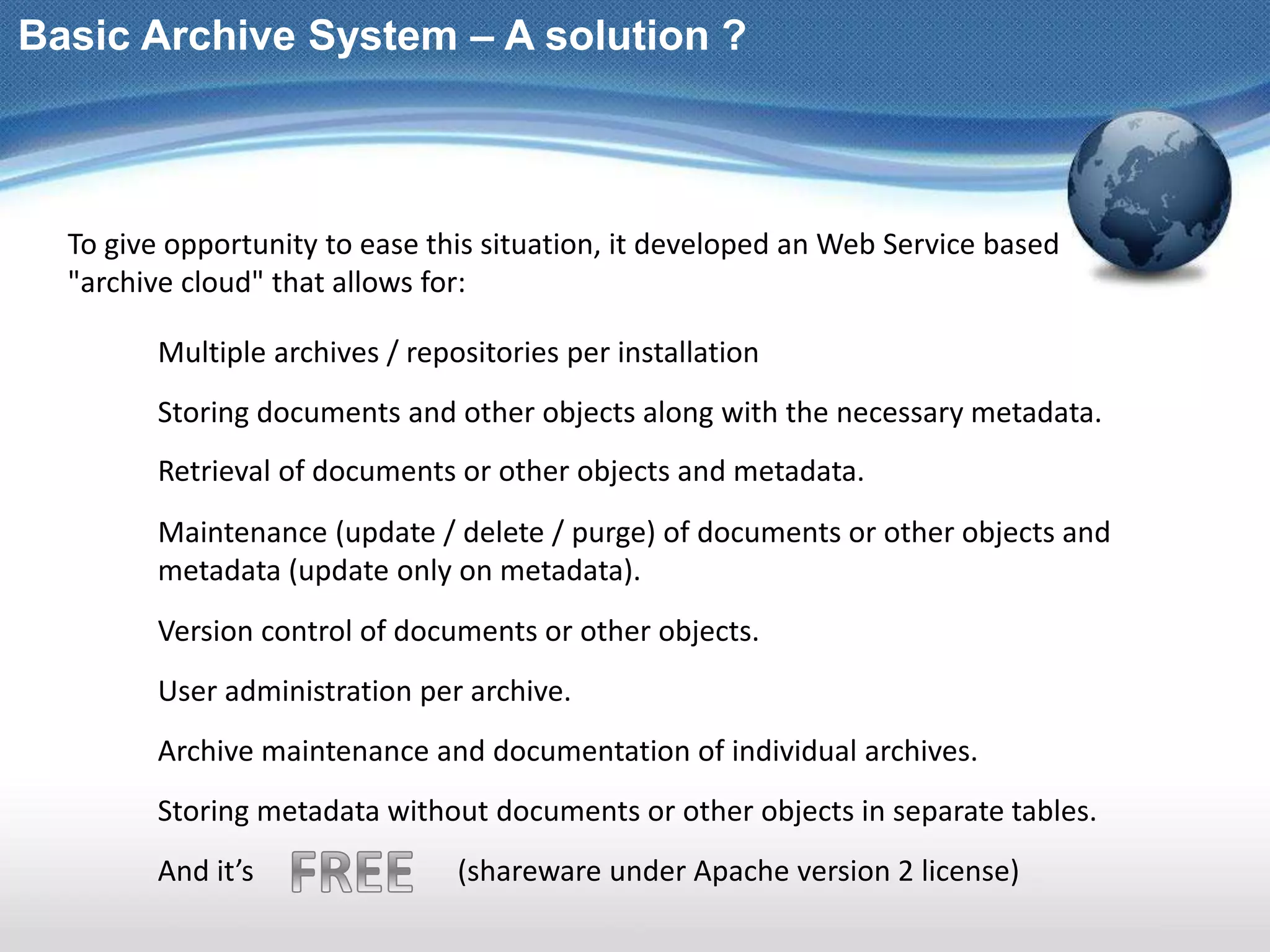 Basic Archive System overview | PPSX
