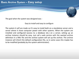 Basic Archive System overview | PPT