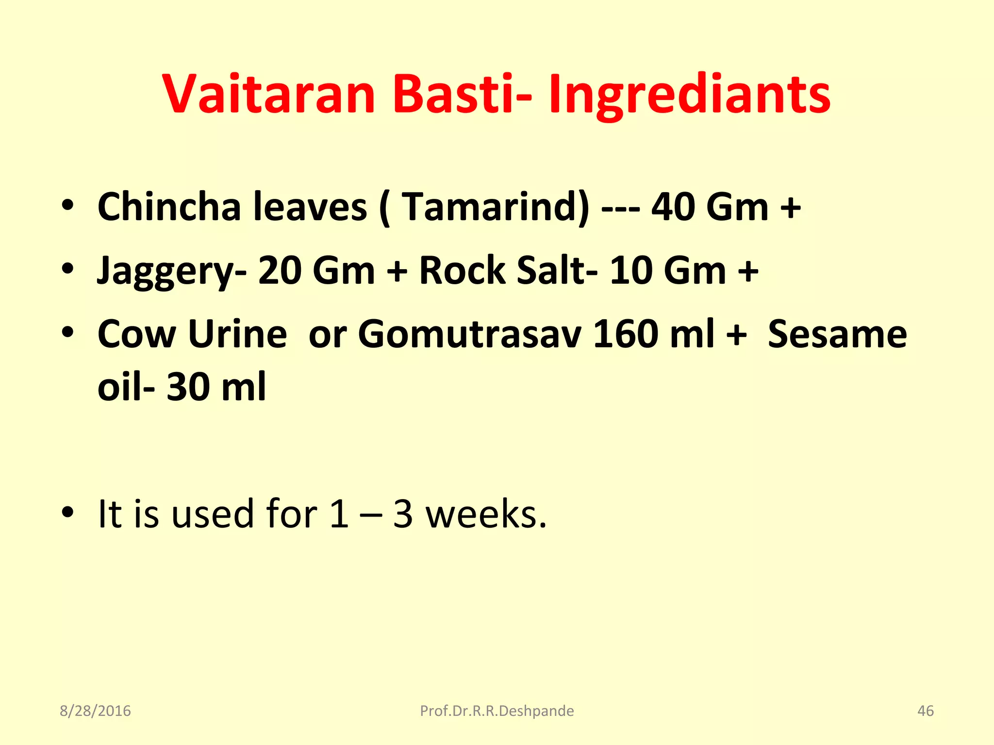 Ayurvedic Basti ( medicated enemata) | PDF
