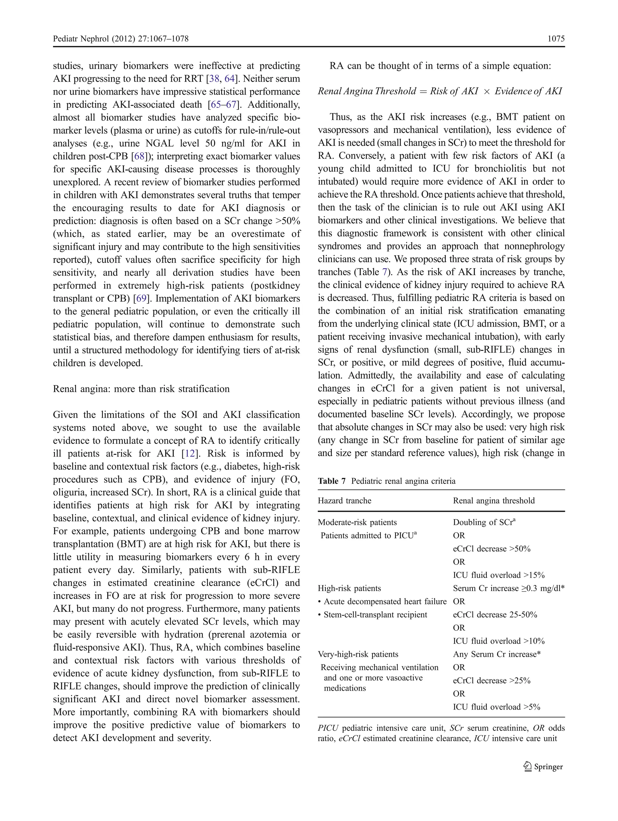 Renal Angina: an emerging paradigm to identify children at risk for ...