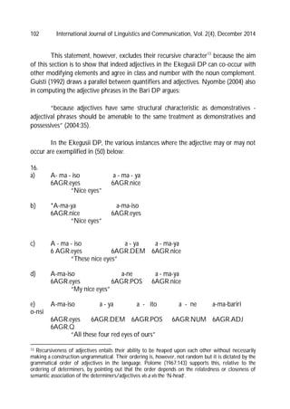 The Ekegusii Determiner Phrase Analysis in the Minimalist Program | PDF