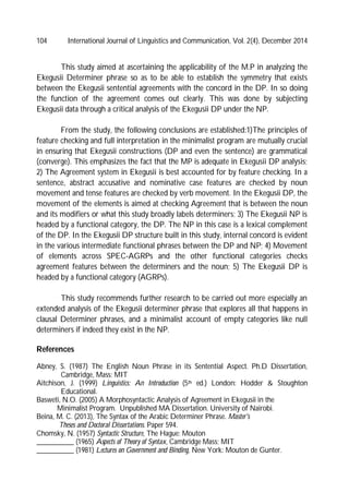 The Ekegusii Determiner Phrase Analysis in the Minimalist Program | PDF