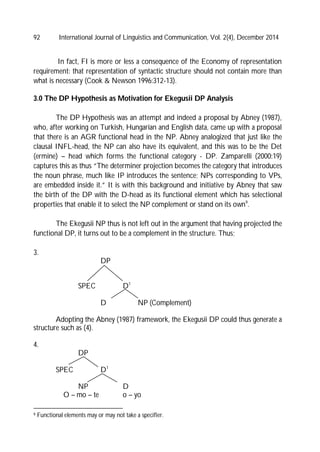 The Ekegusii Determiner Phrase Analysis in the Minimalist Program | PDF
