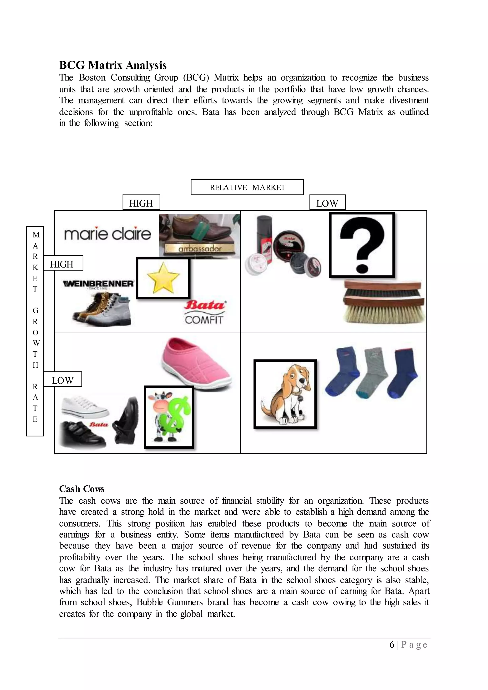 Bata BCG matrix, swot analysis and PEST analysis | DOCX