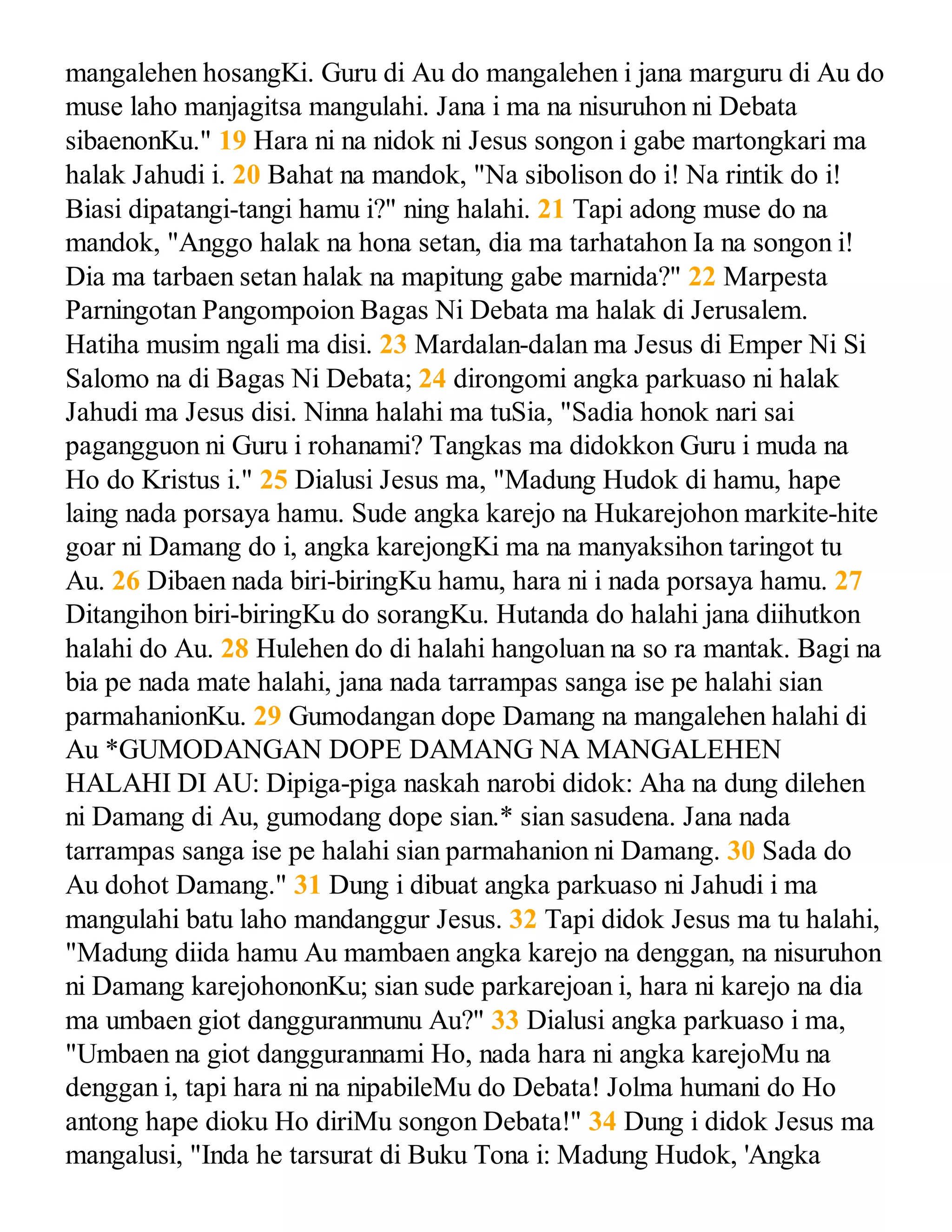 Batak angkola bible gospel of john | PDF